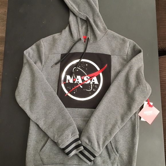 Lr Scoop | Sweaters | Nasa Silver Trim Sweatshirt Embossedhoodie | Poshmark